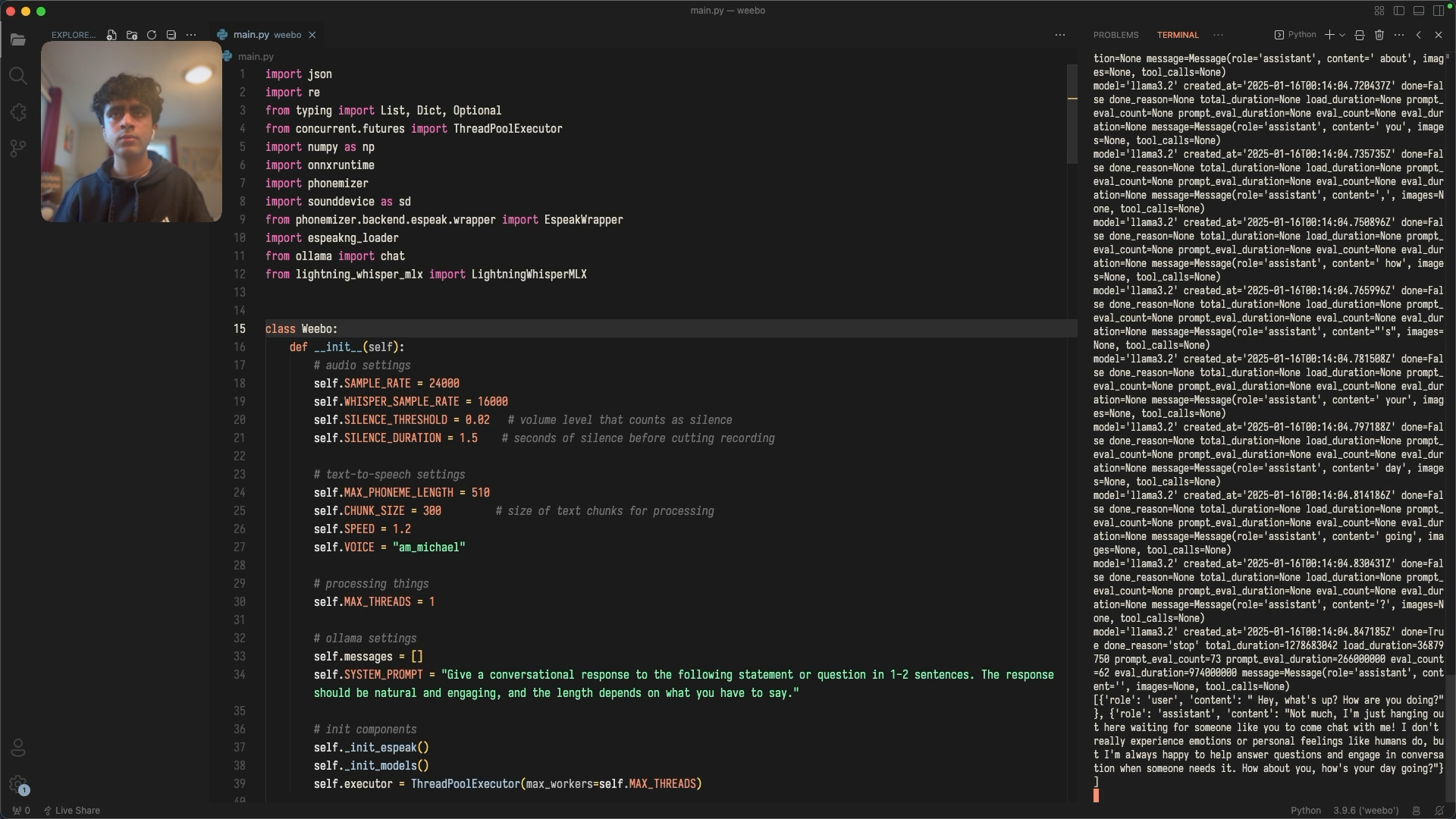 Weebo: A real-time speech-to-speech chatbot